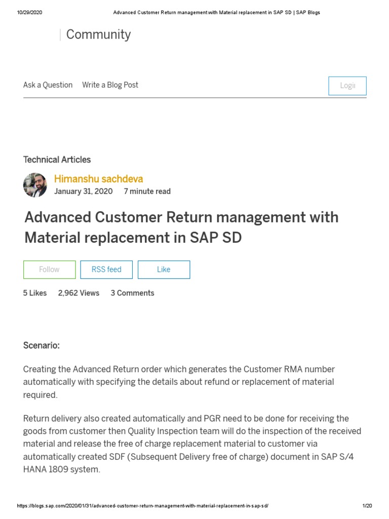 Advanced Customer Return Mgt1 | PDF | Delivery (Commerce) | Receipt