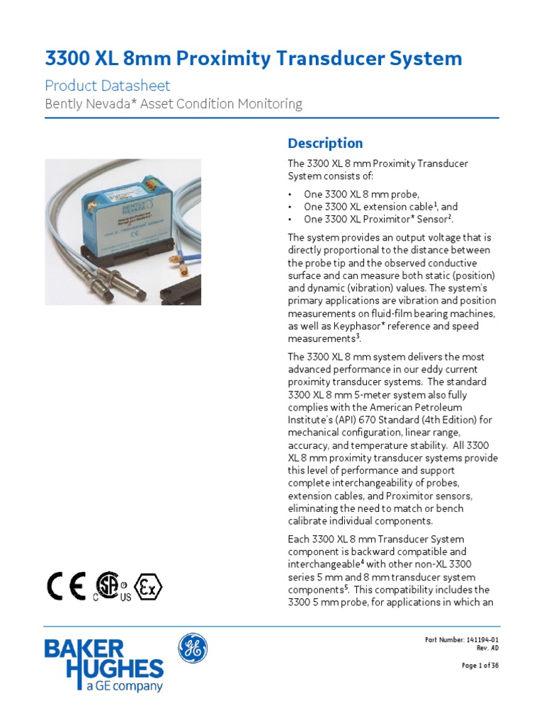 3300 XL 8mm Proximity Transducer System: Product Datasheet | PDF ...