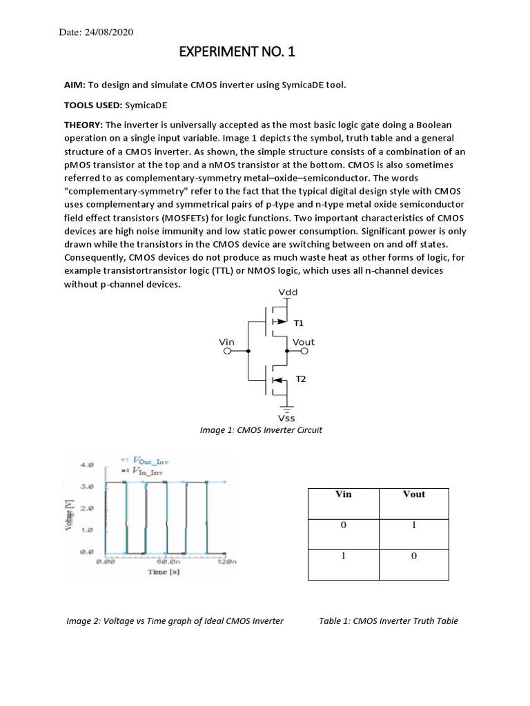 Experiment 1 PDF | PDF | Cmos | Mosfet