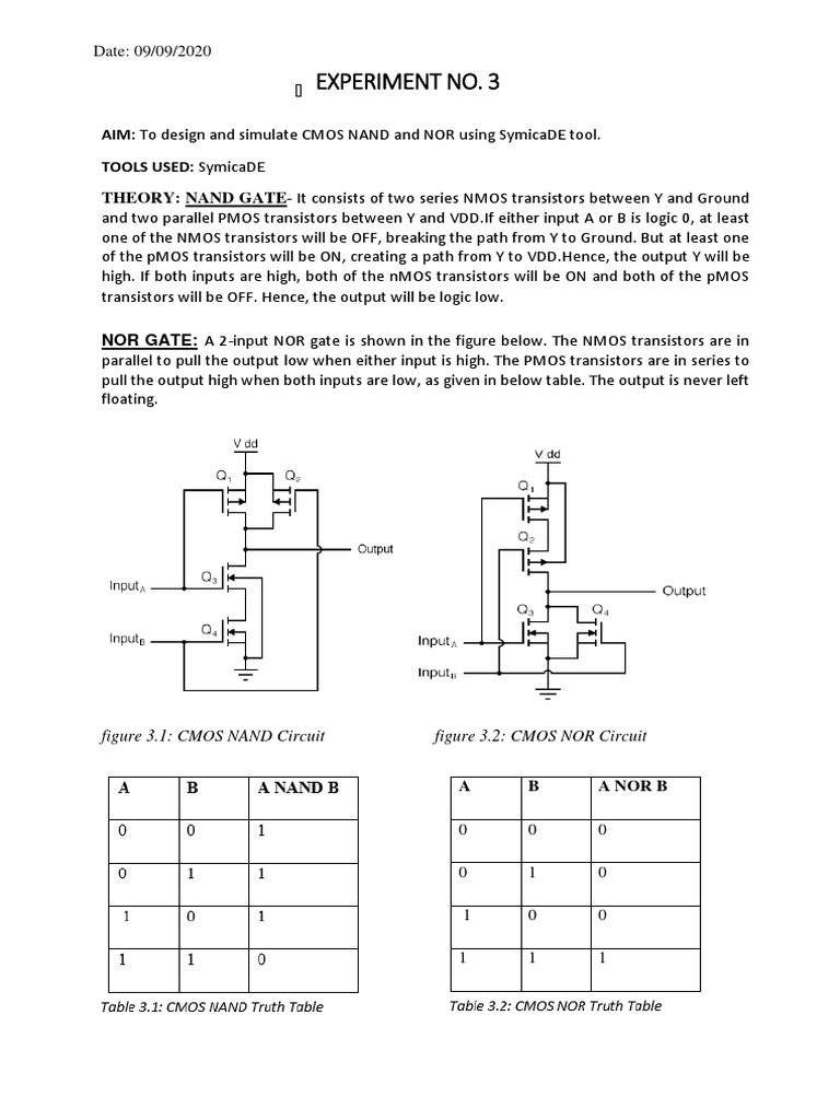 Simulation and Analysis of CMOS NAND and NOR Gates Using SymicaDE Tool ...