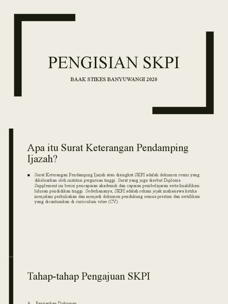 Panduan Pengajuan SKPI STIKES 2020 | PDF