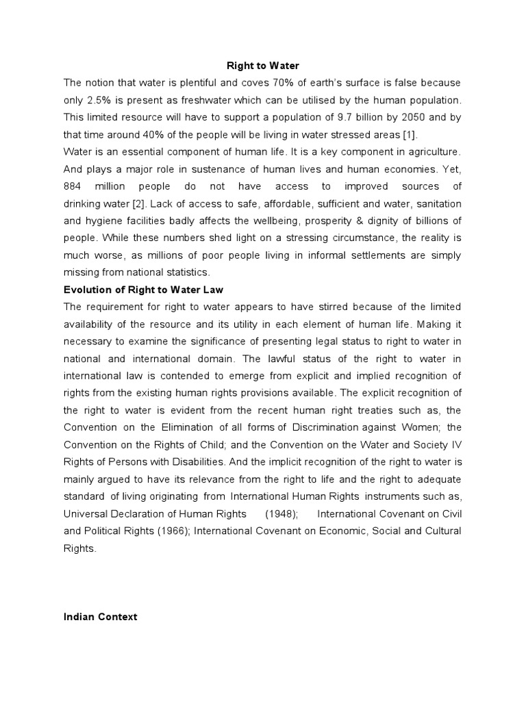 An Analysis of the Evolution of the Right to Water in International Law ...