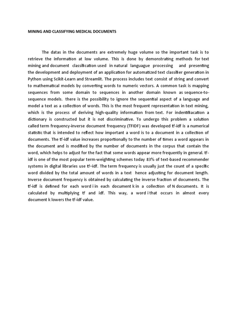 Mining and Classifying Medical Documents | PDF | Electronic Health ...