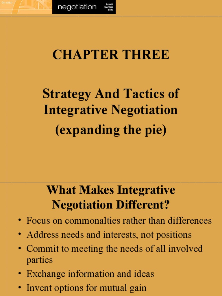 Chapter 3 Integrative Negotiation Final | PDF | Negotiation | Cognitive ...