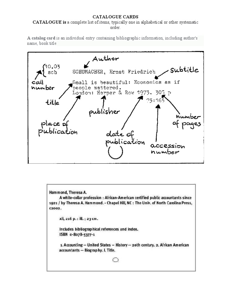 Catalog Card: Name, Book Title | PDF | Library And Museum | Business