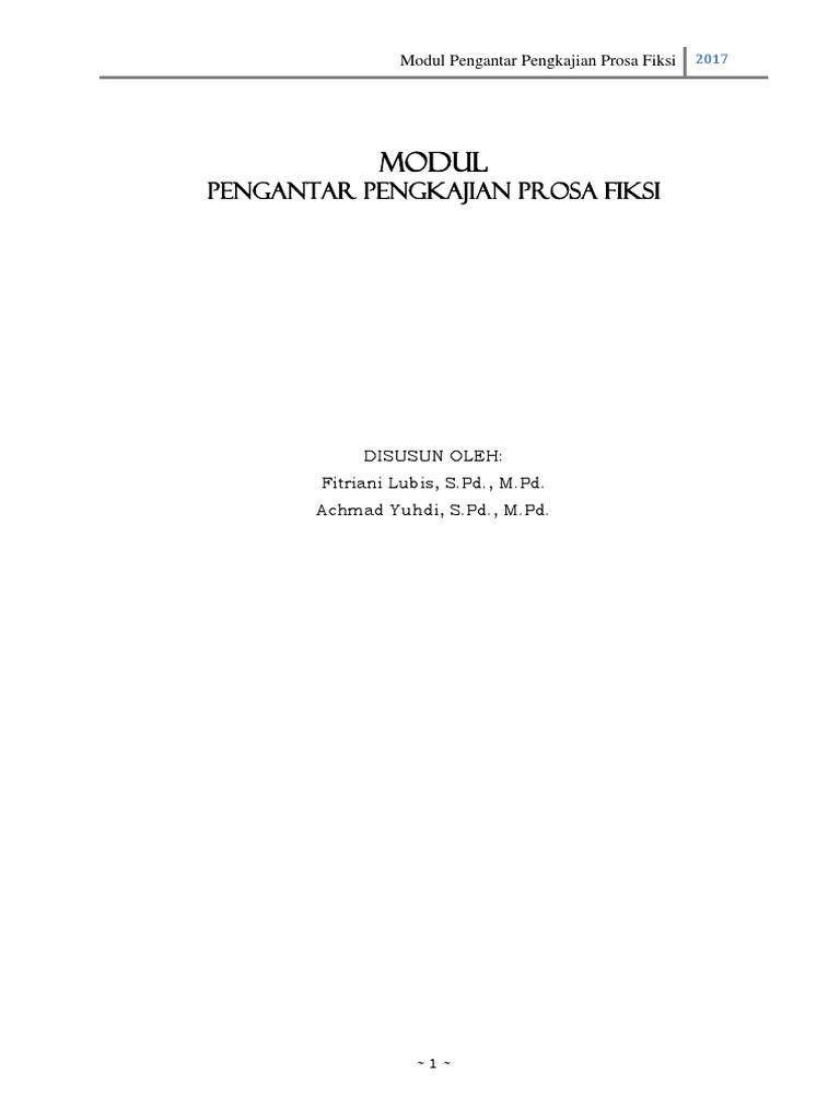 Modul: Pengantar Pengkajian Prosa Fiksi | PDF