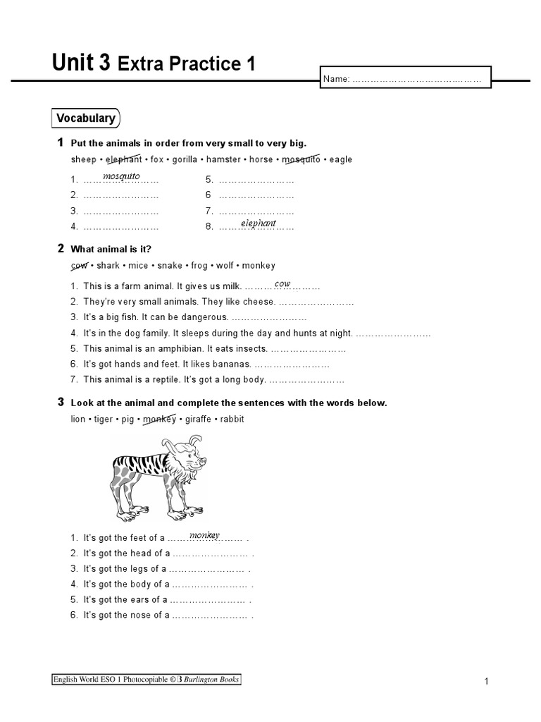 01 Unit 3 - Extra Practice 1 PDF | PDF | Organisms | Nature