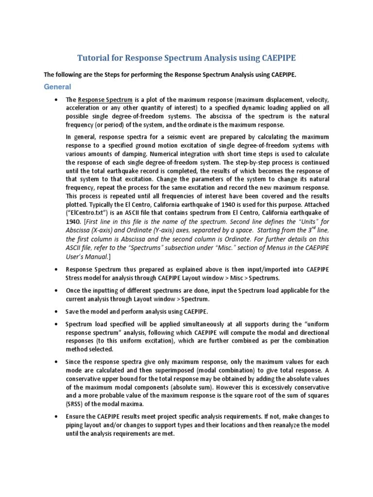 Tutorial For Response Spectrum Analysis Using CAEPIPE: General | PDF | Mode (Statistics ...