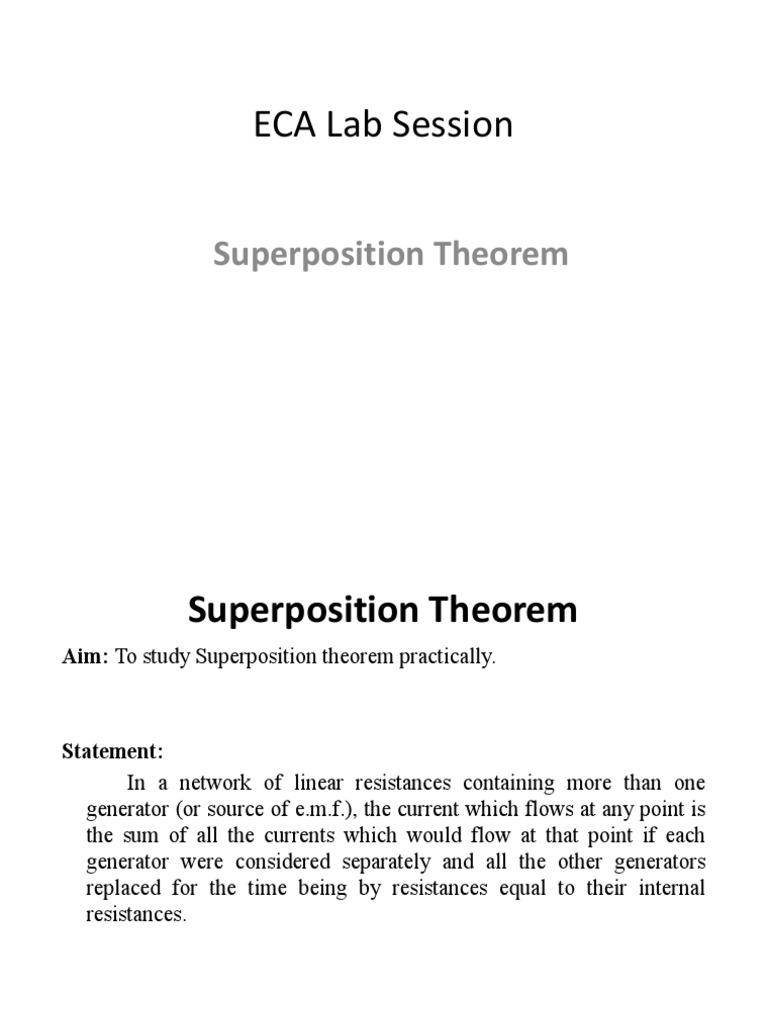 ECA Lab Session: Superposition Theorem Superposition Theorem | PDF ...