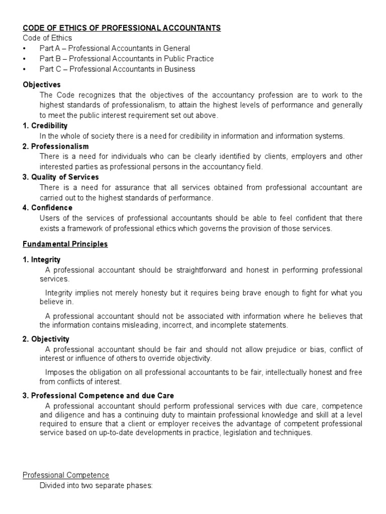 Code Of Ethics Of Professional Accountants Pdf Confidentiality