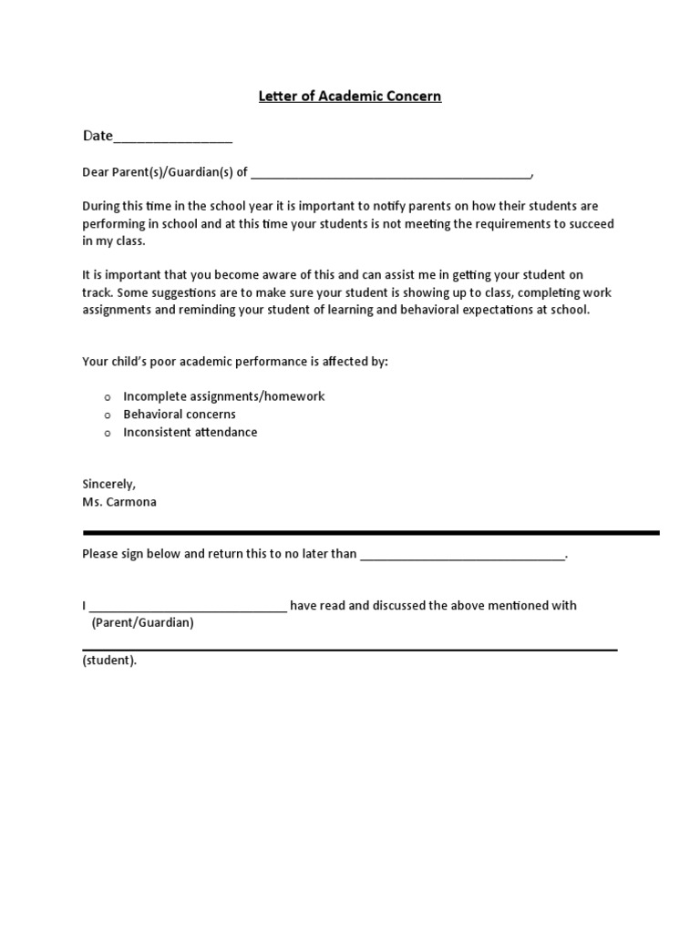 Letter of Academic Concern | PDF