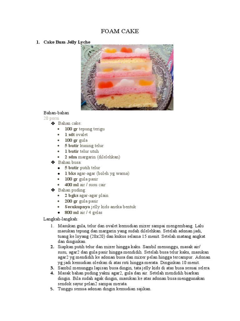 GKL (Resep Foam Cake) | PDF