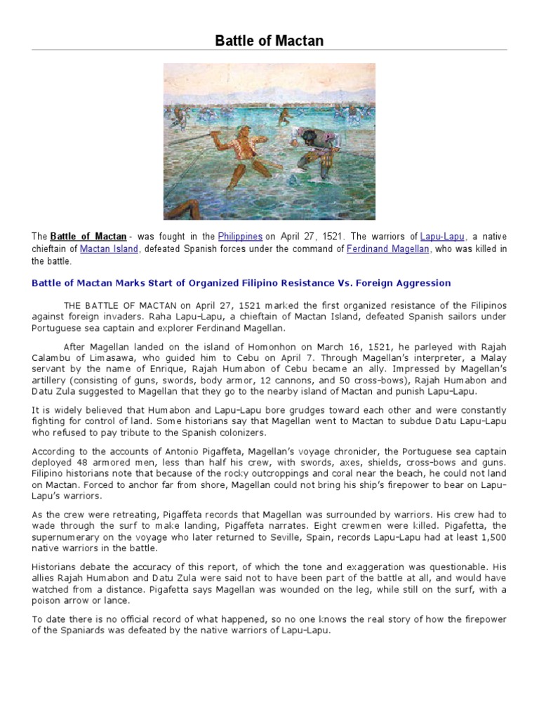 Battle of Mactan: Philippines Lapu-Lapu Mactan Island Ferdinand ...