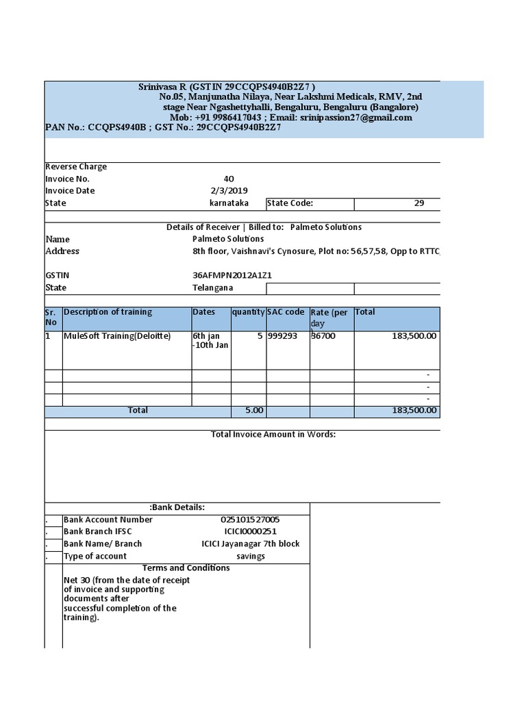 GST Invoice for MuleSoft Training | PDF | Invoice | Value Added Tax