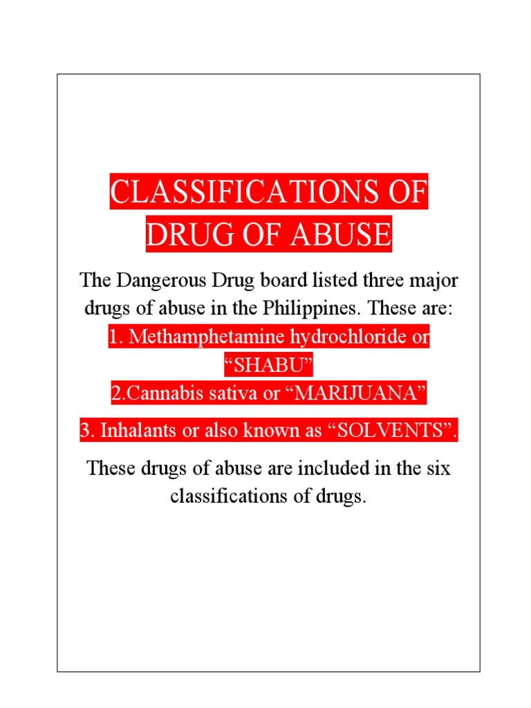 Classifications of Drug of Abuse | Download Free PDF | Stimulant | Drugs
