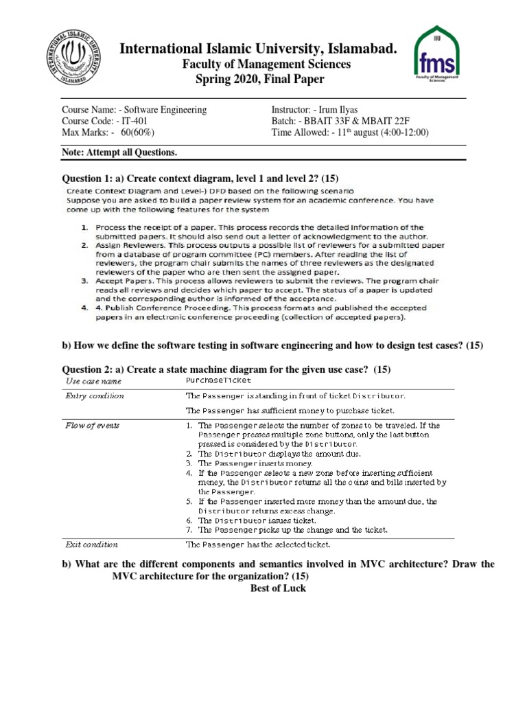 IIUI Final Paper Software Engineering Testing MVC Architecture | PDF