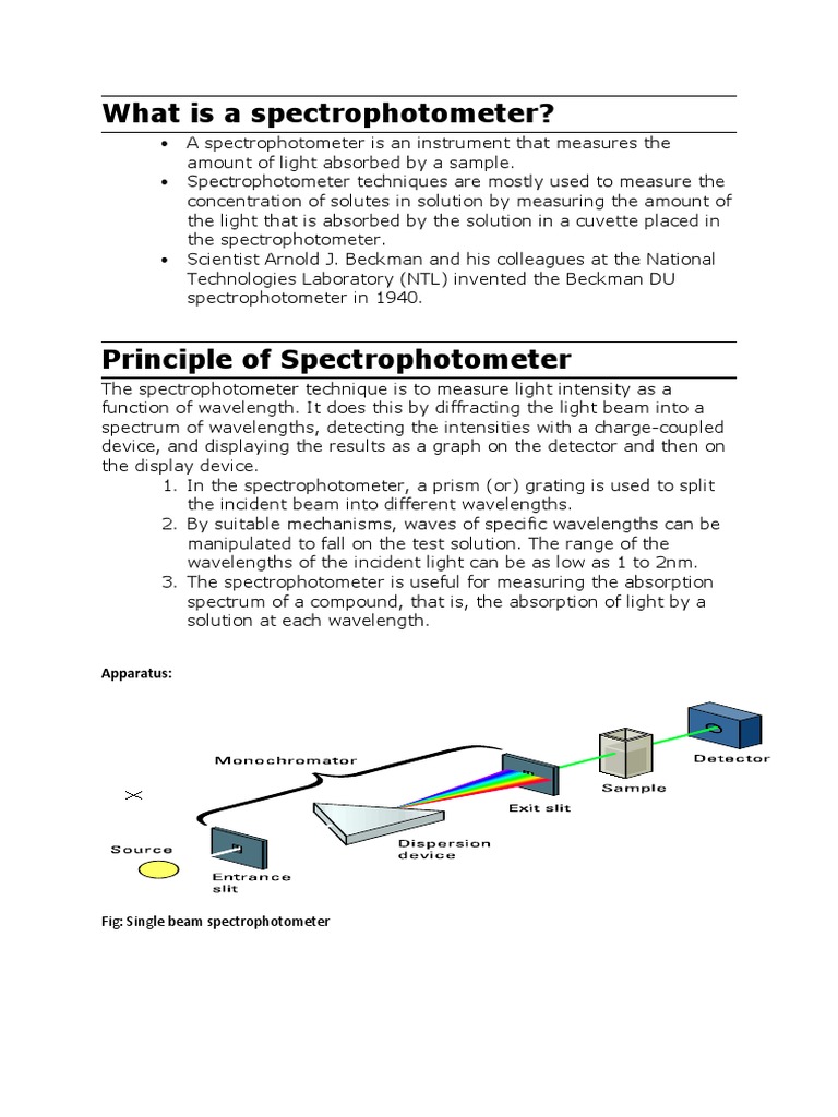 What Is A Spectrophotometer?: Apparatus | PDF