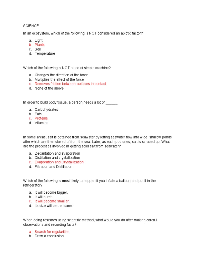 HS Science ENTRANCE EXAM REVIEWER | PDF | Home & Garden | Science ...