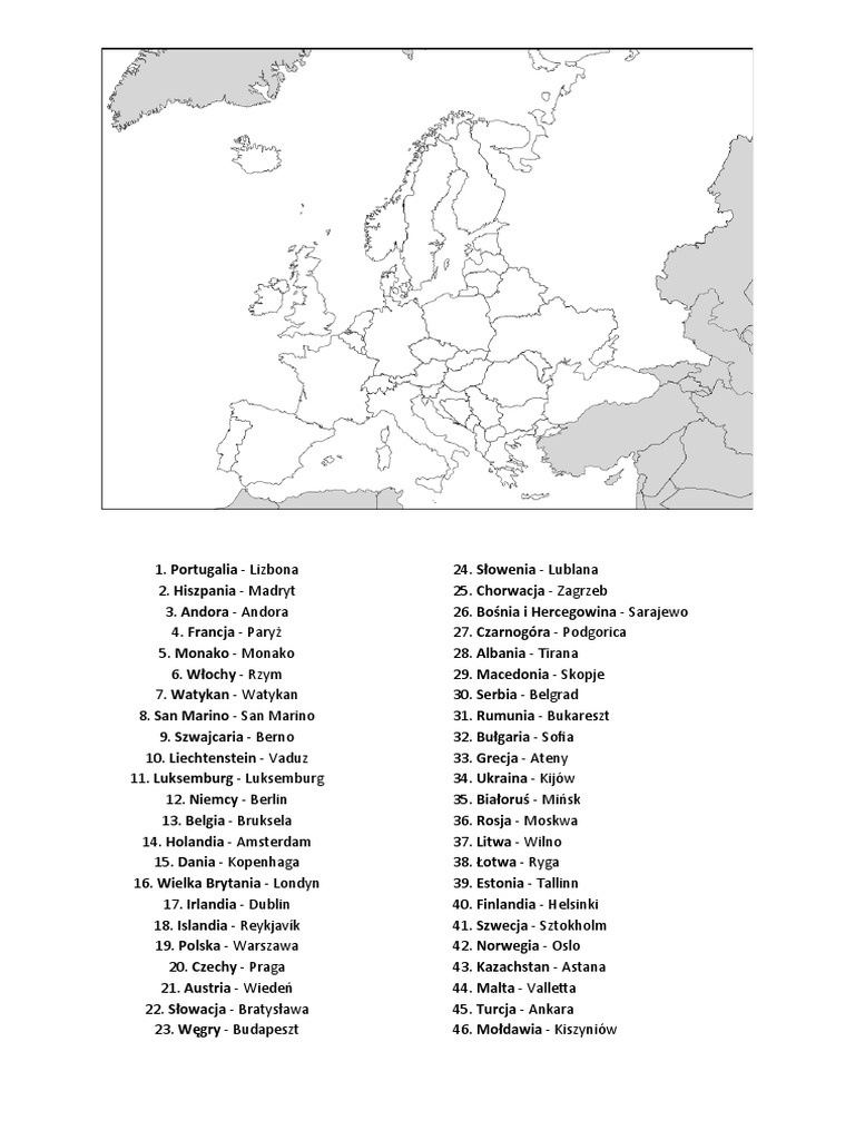 Europa Mapa Polityczna - Panstwa I Stolice | PDF Europa Mapa Polityczna - Panstwa I Stolice | PDF