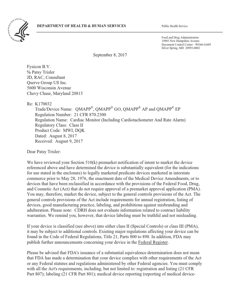 FDA - Canon Fysicon QMAPP - K170032 | PDF | Federal Food | Food And ...