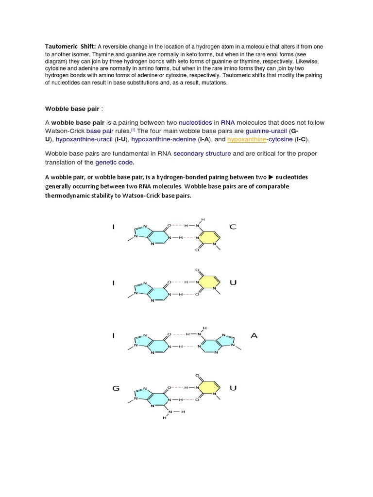 Tautomeric Shift | PDF | Base Pair | Dna