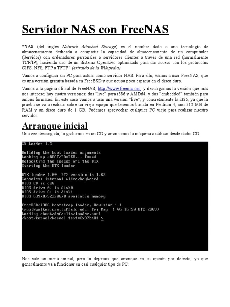Configurando Un Servidor Nas Con Freenas Pdf Red De Computadoras Arquitectura De Computadores