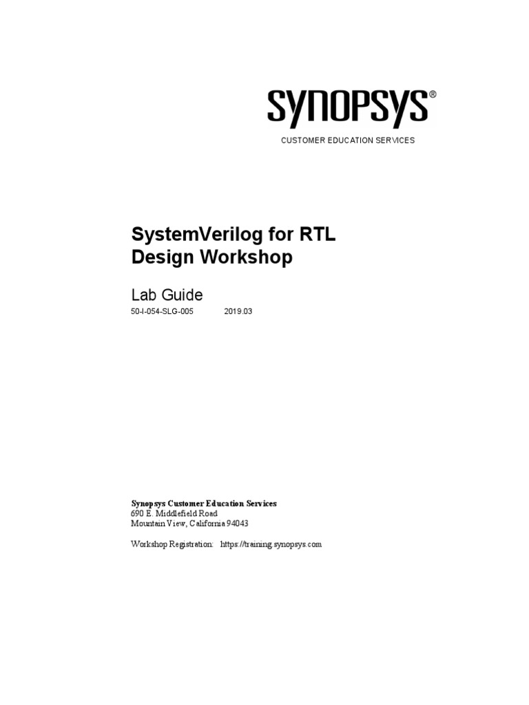 Systemverilog For RTL Design Workshop: Lab Guide | PDF | License ...