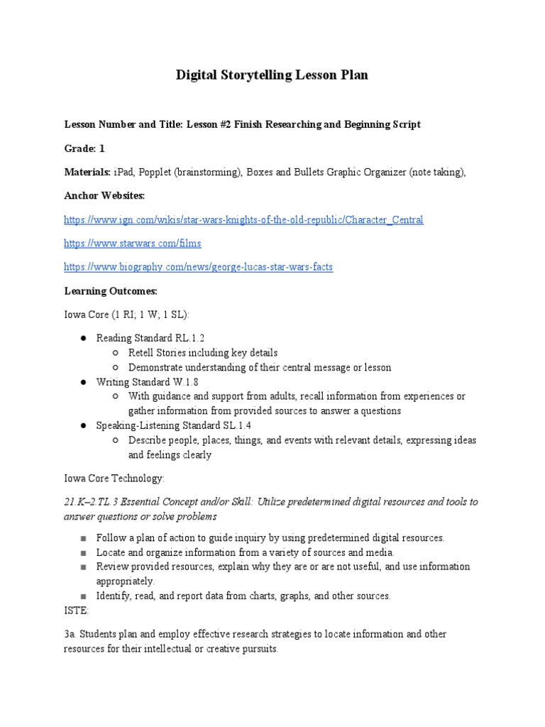 Digital Storytelling Lesson Plan | PDF | Cognition | Behavior Modification
