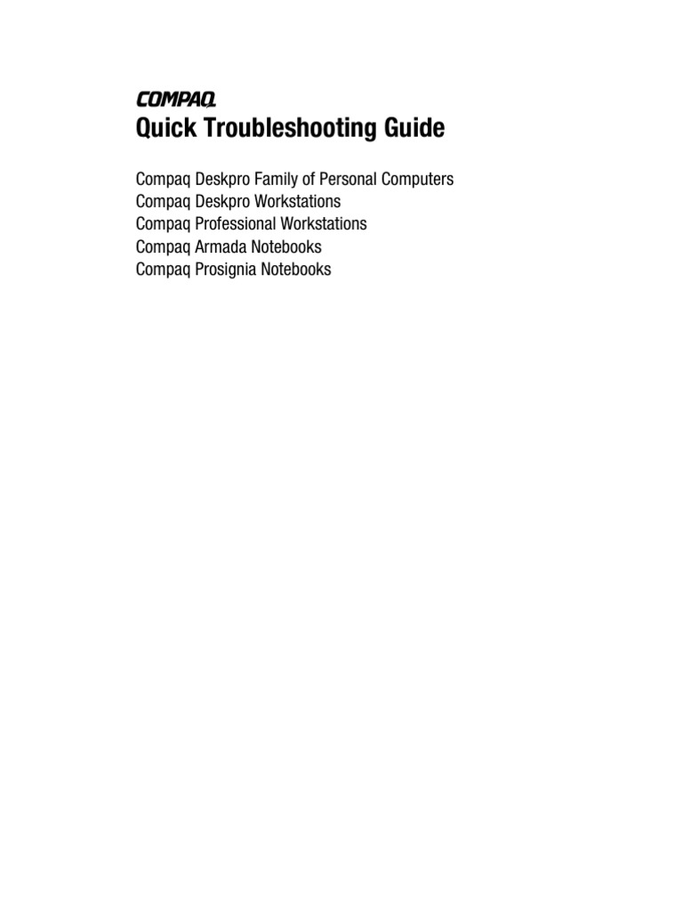 HP / Compaq Quick Troubleshooting Guide | PDF | Booting | Floppy Disk