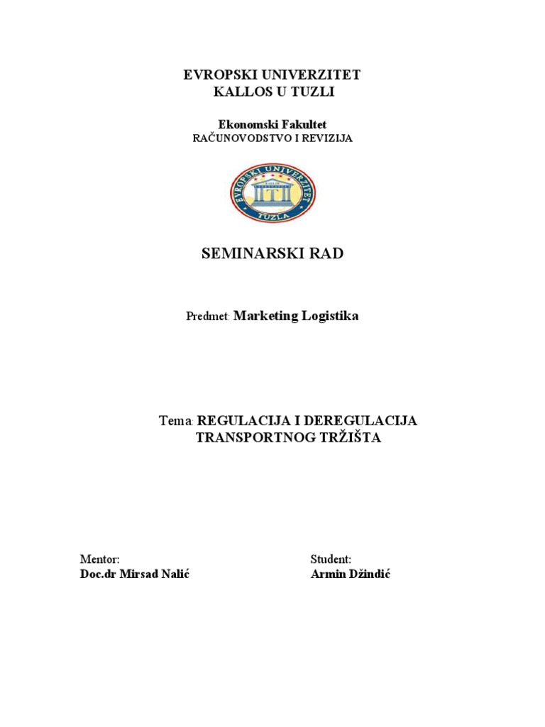 Seminarski Rad Marketing Logistika | PDF