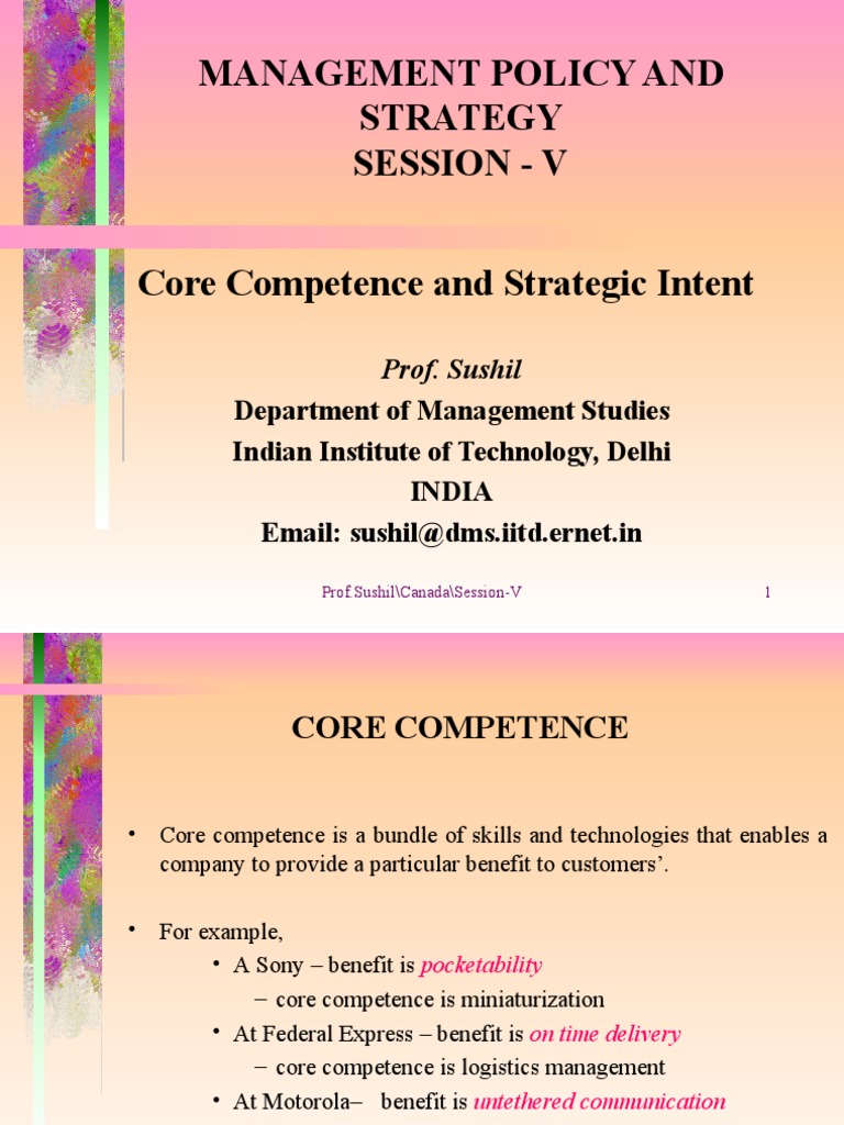 Core Competence & Strategic Intent | PDF | Stocks | Business