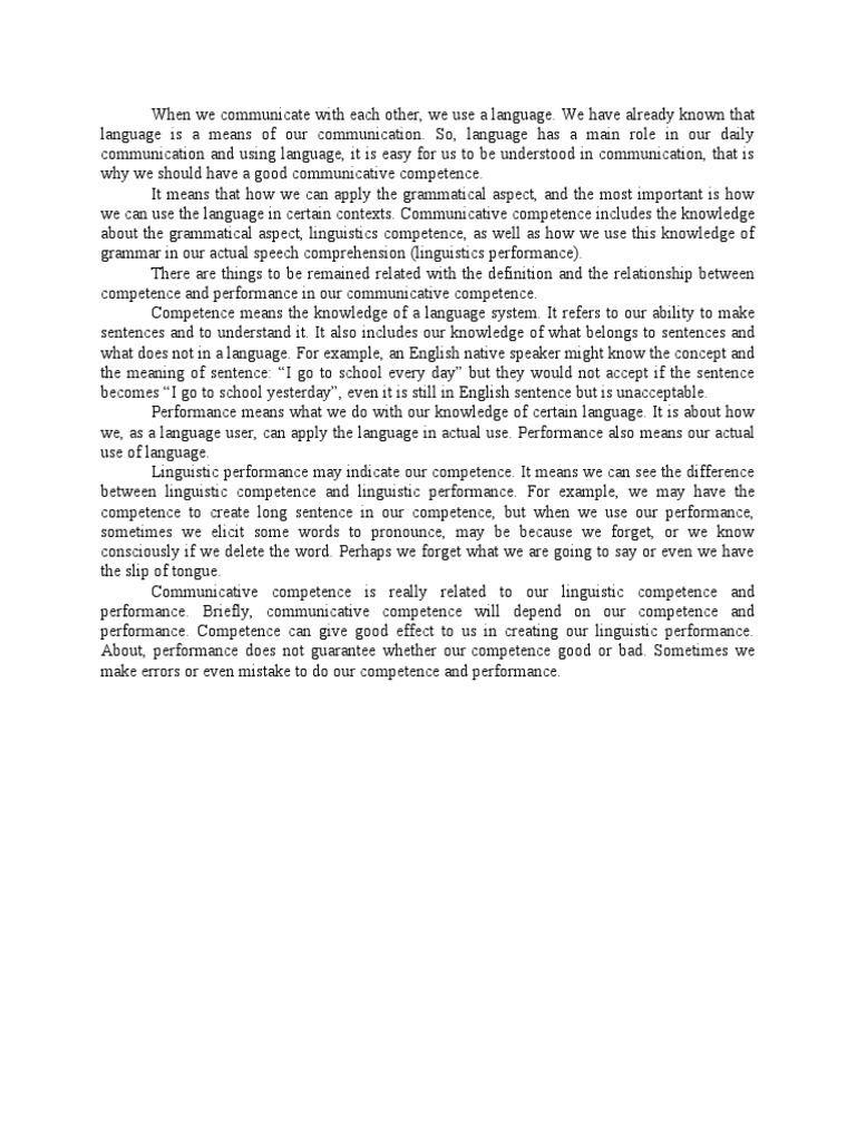 Competence VS Performance | PDF | English Language | Symbols