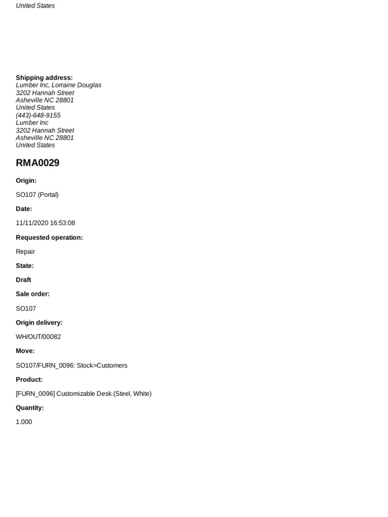 RMA Report - RMA0029 | PDF