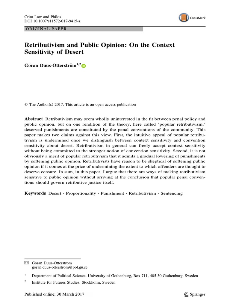 Retributivism and Public Opinion PDF | PDF | Punishments | Justice