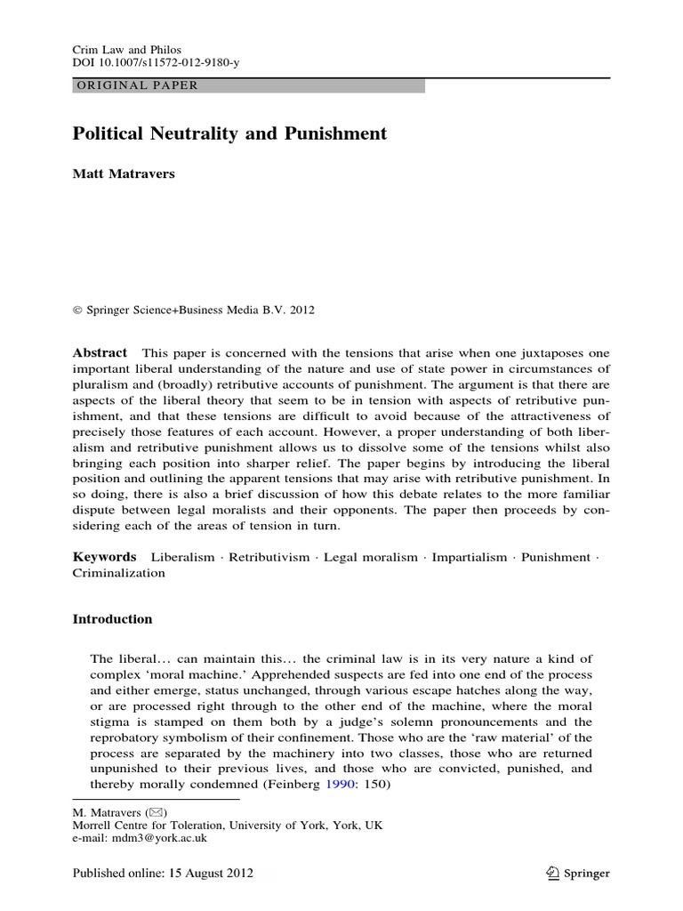 Political Neutrality and Punishment | PDF | Crime & Violence | Crime ...