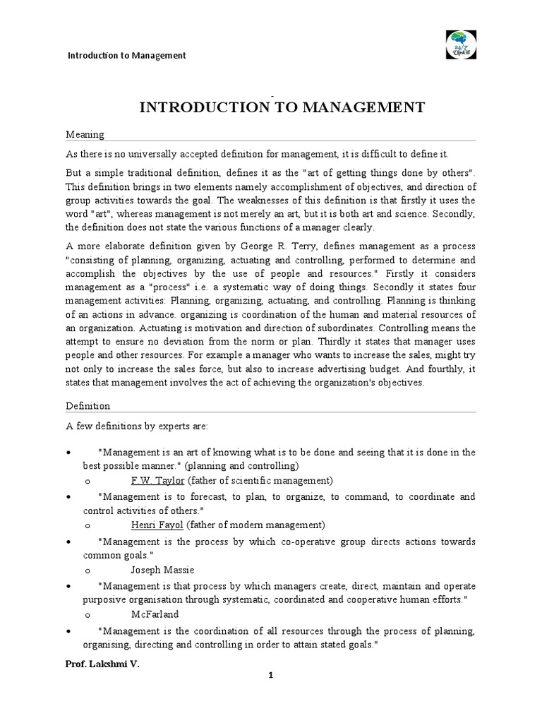 Introduction to Management Concepts | PDF | Employment | Business