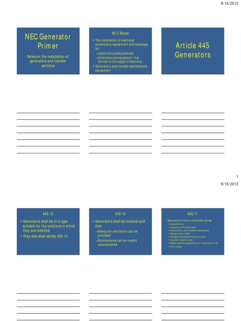 Nec Primer For Generators | PDF
