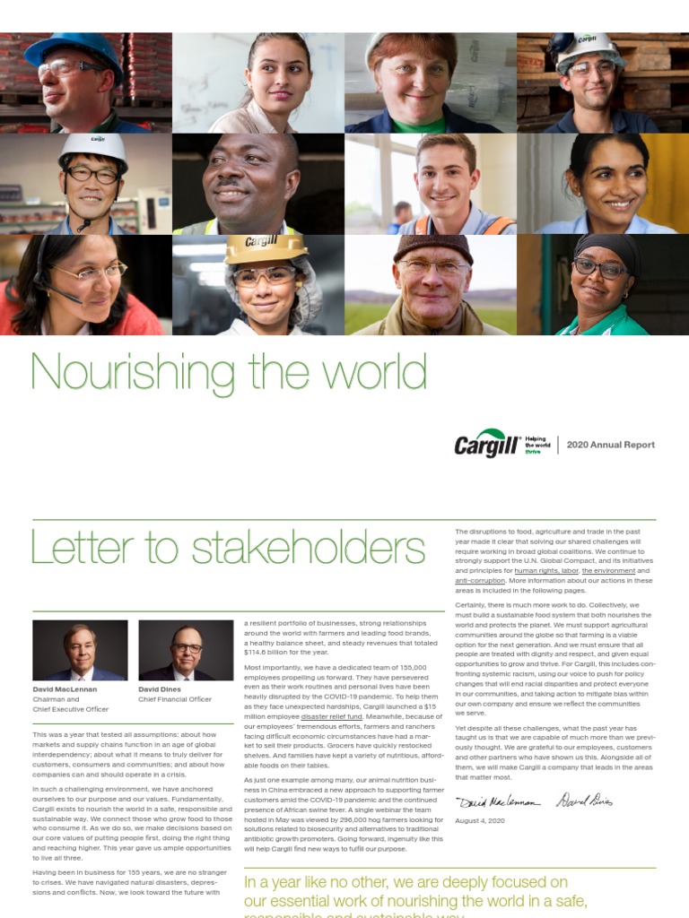 Cargill 2020 Annual Report PDF | PDF | Sustainability | Agriculture