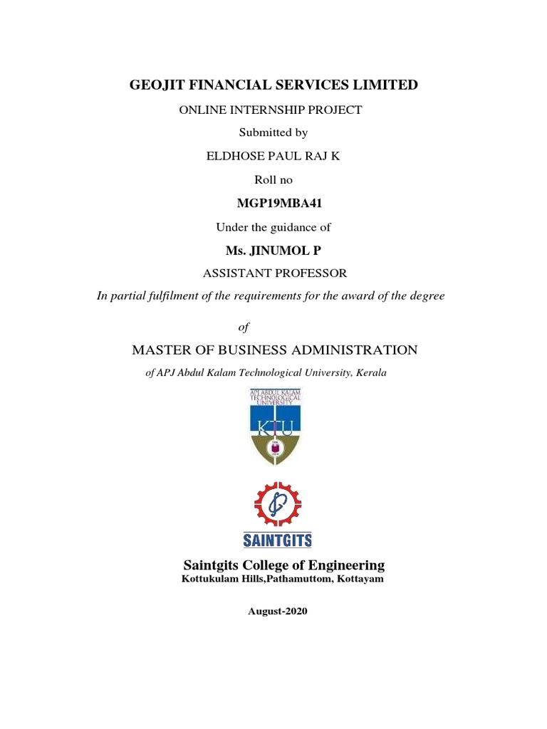 Geojit Financial Services Limited PDF | PDF | Financial Economics ...