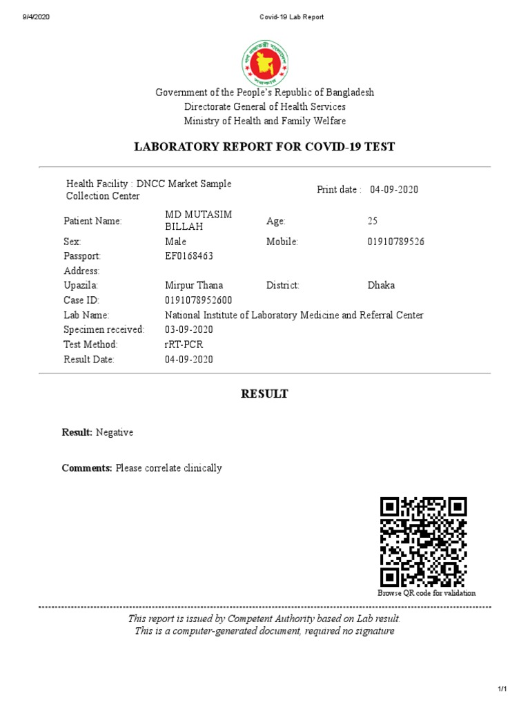 Covid-19 Lab Report | PDF