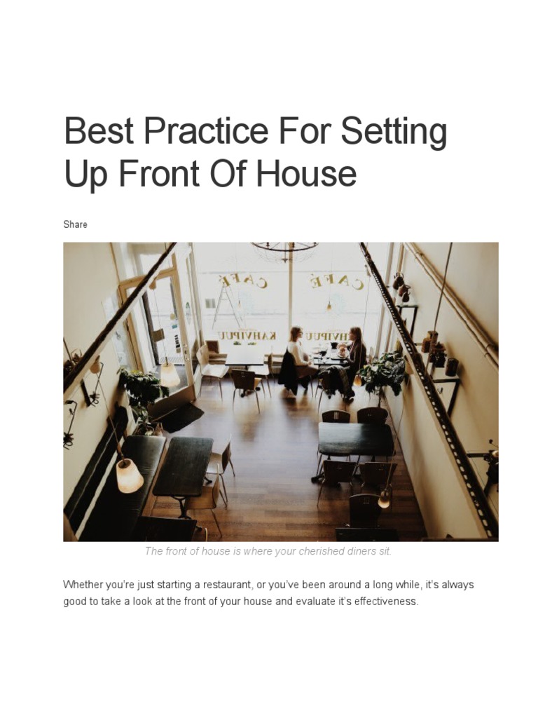 Best Practice For Setting Up Front of House | PDF | Waiting Staff ...