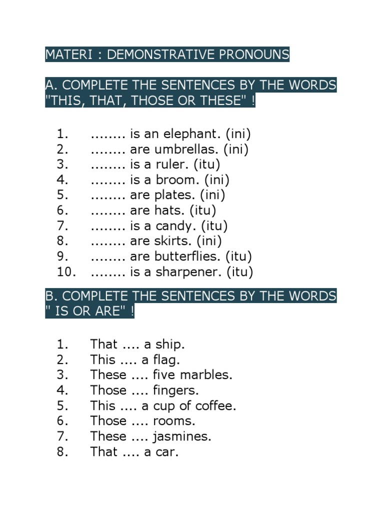 Soal DEMONSTRATIVE PRONOUNS | PDF