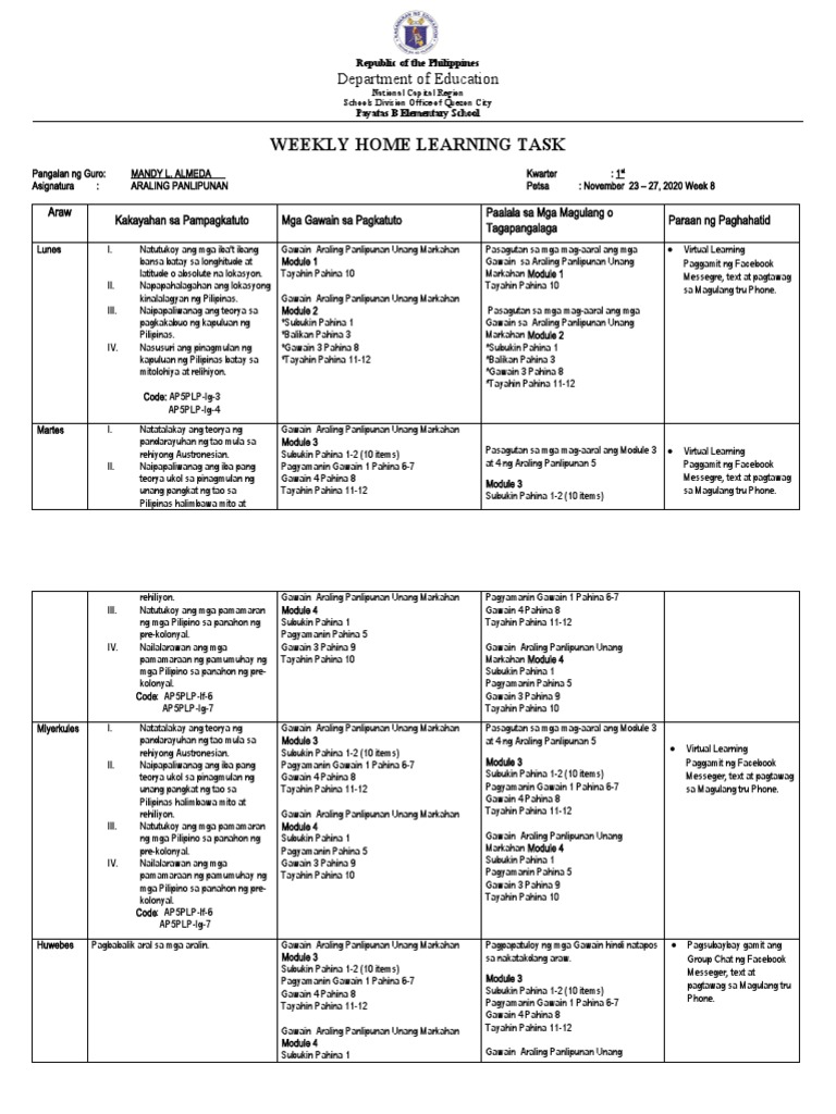 AP WHLP Week 8 Q1 | PDF