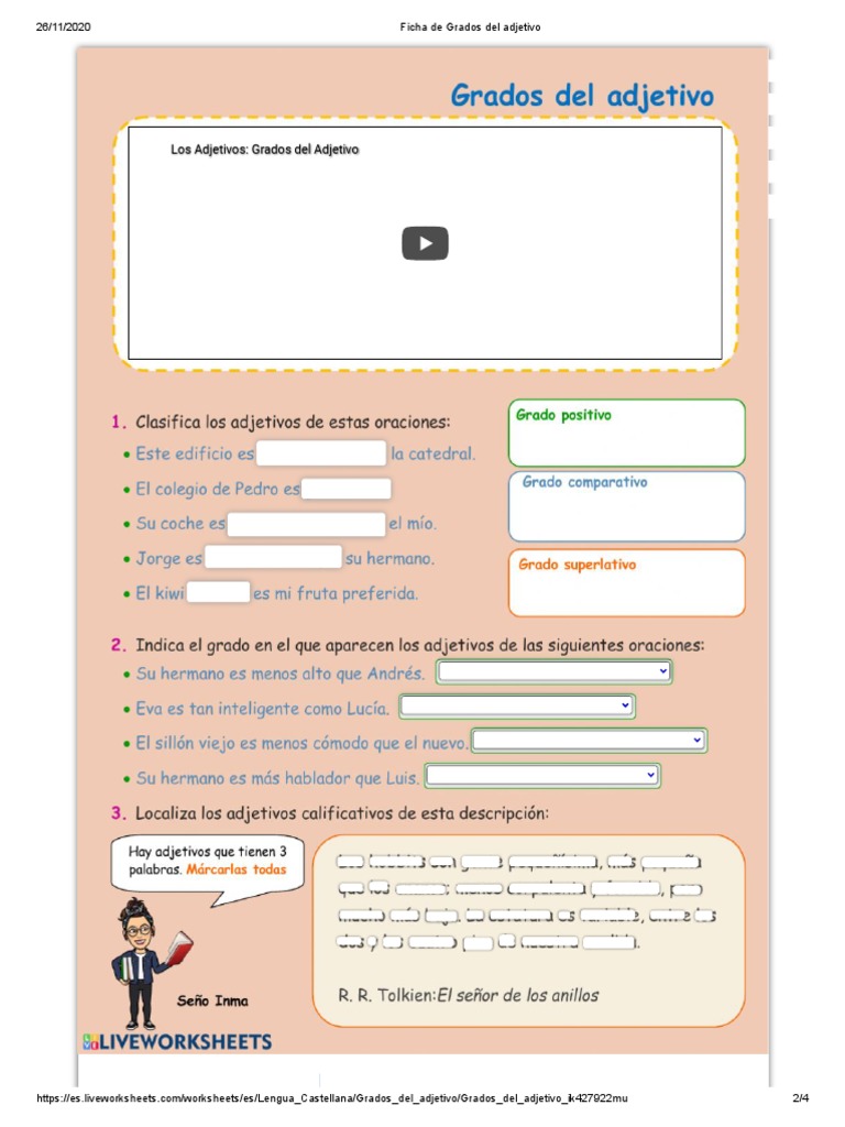 Ficha de Grados del Adjetivo | PDF | Arte
