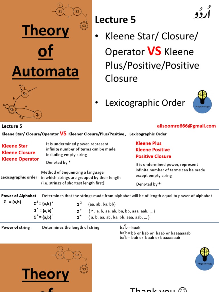 Kleene Star vs. Positive Closure Explained | PDF