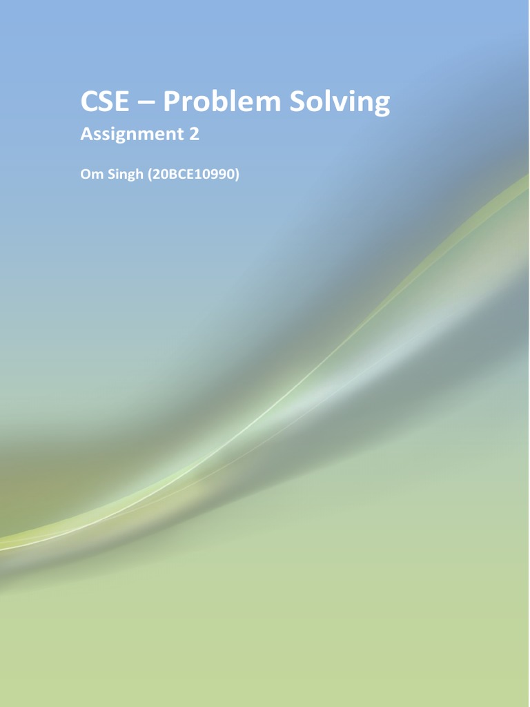 CSE - Problem Solving - Assignment 2 - 20BCE10990 PDF | PDF | Python ...