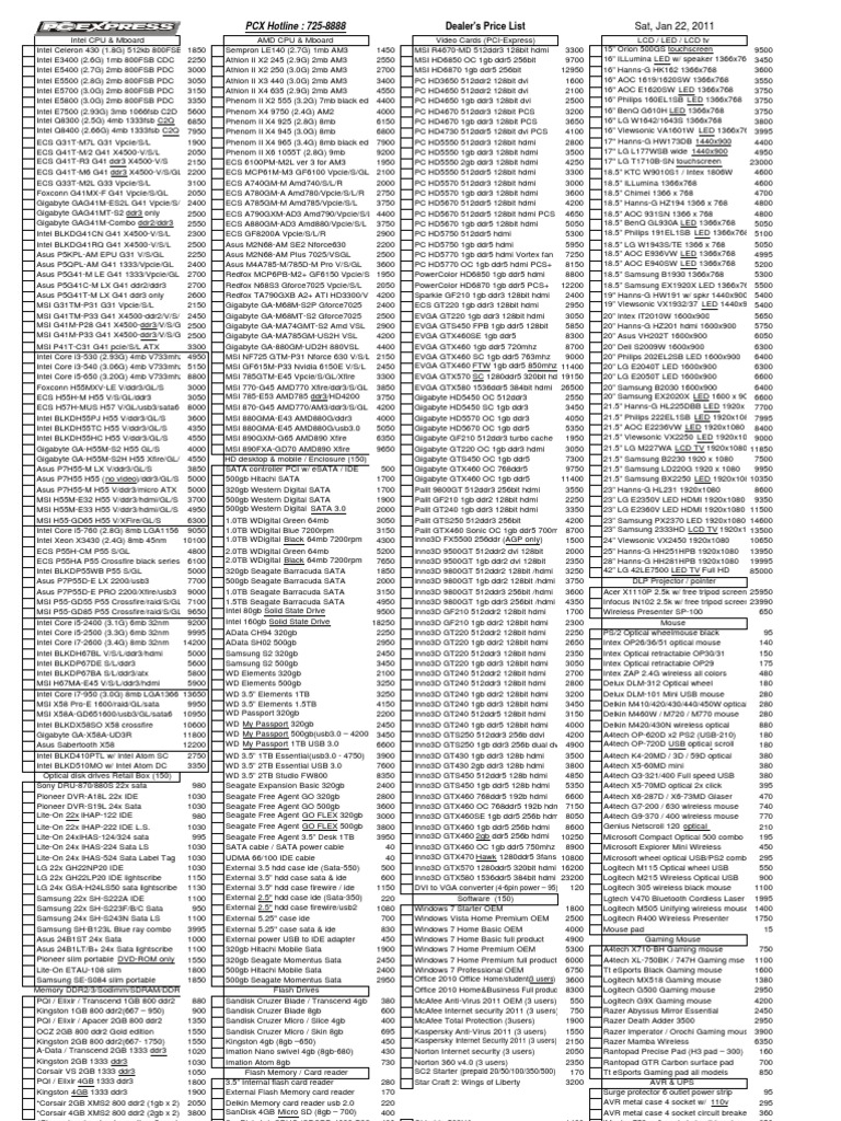 PCXpress Price List | PDF | Computers