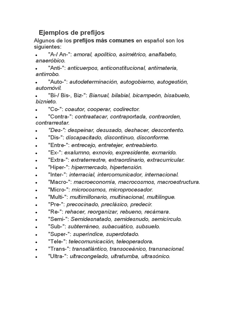 Prefijos y Sufijos en Español | PDF | Libros para adolescentes