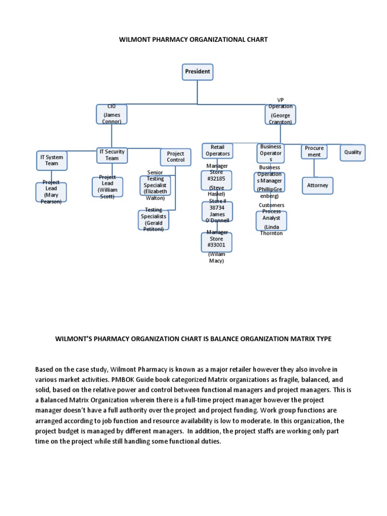 Wilmont Pharmacy Org Chart Overview | PDF | Business | Economies