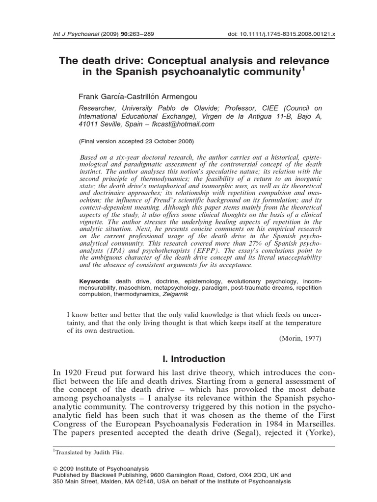 (P5) 2009. Artículo The Death Drive. The International Journal of ...